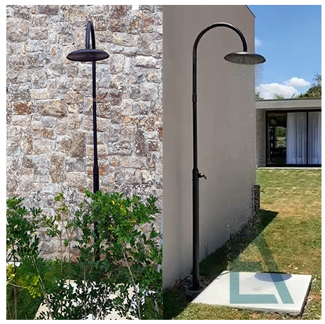 Ducha Tubular Externa Preto Fosco 5020 - Ferreteria